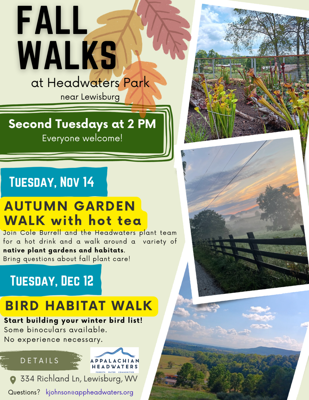 Fall programs at Headwaters Park - Appalachian Headwaters